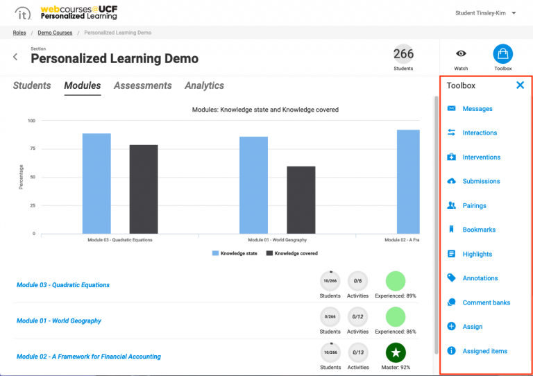 - RealizeIt Instructor Toolbox Features - Knowledge Portal